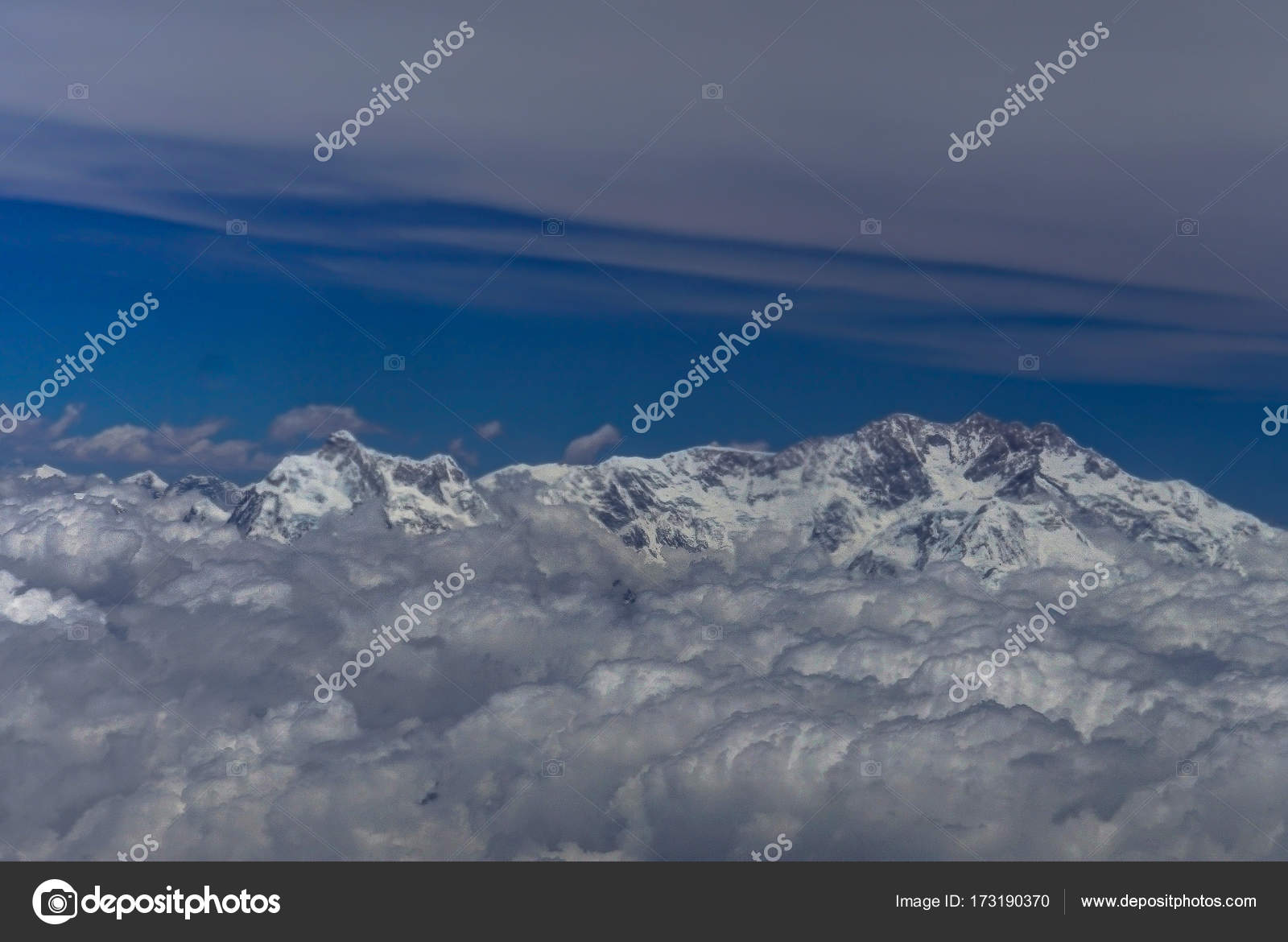 Himalaya Mount Everest range view from flight Paro Bhutan to Kat ...