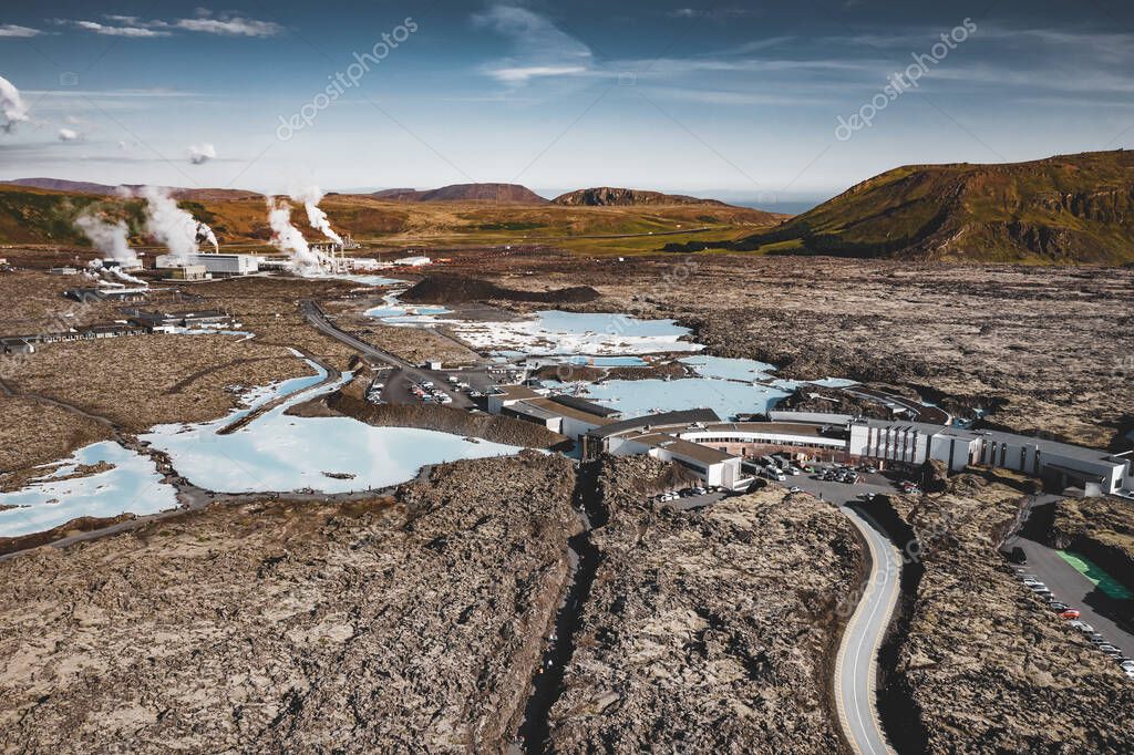 BLUE LAGOON, ISLANDIA - 20 de mayo: Vista aérea de la Laguna Azul, un ...