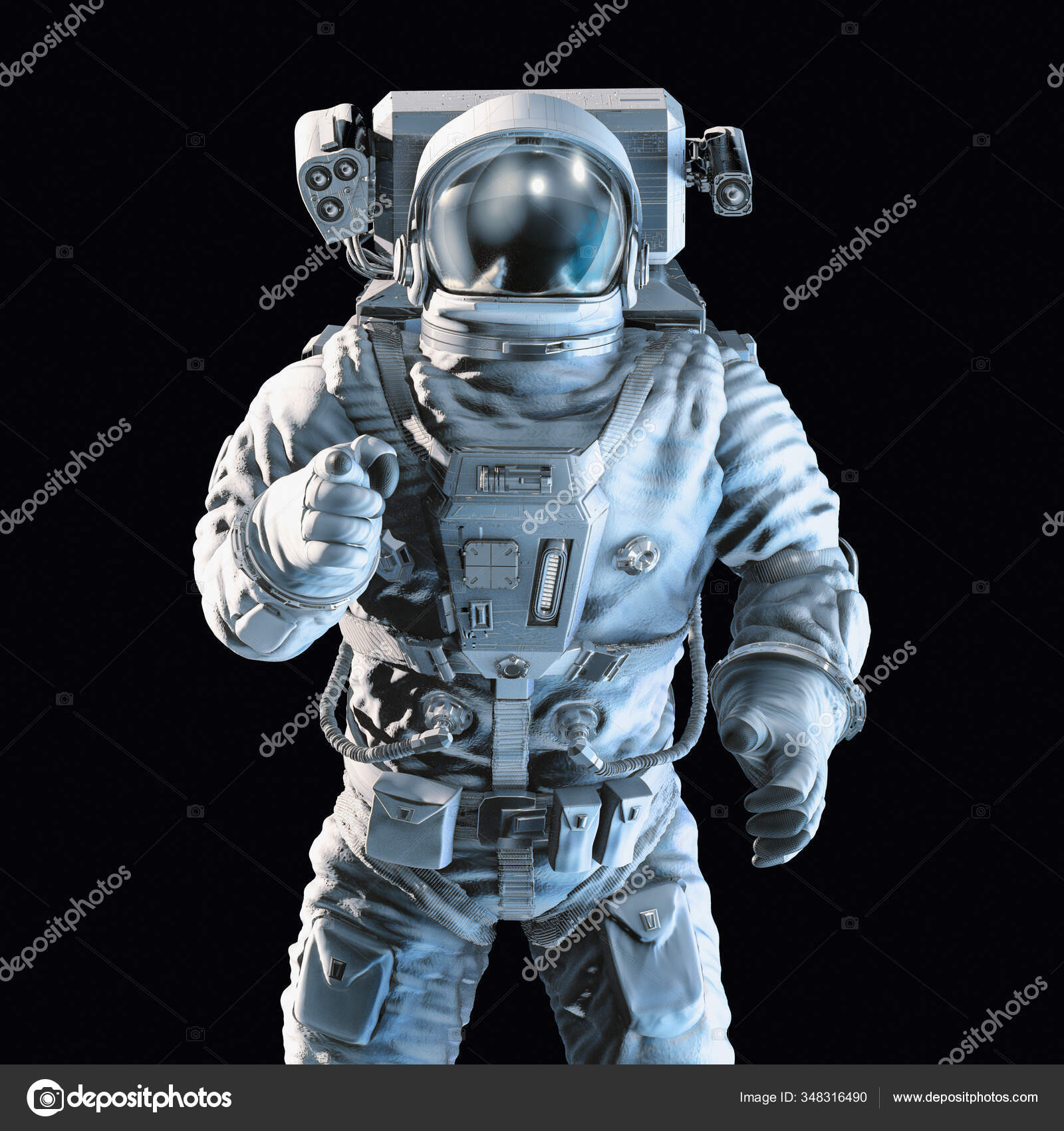 Pointing You Astronaut Illustration Dramatically Lit Astronaut Pointing ...