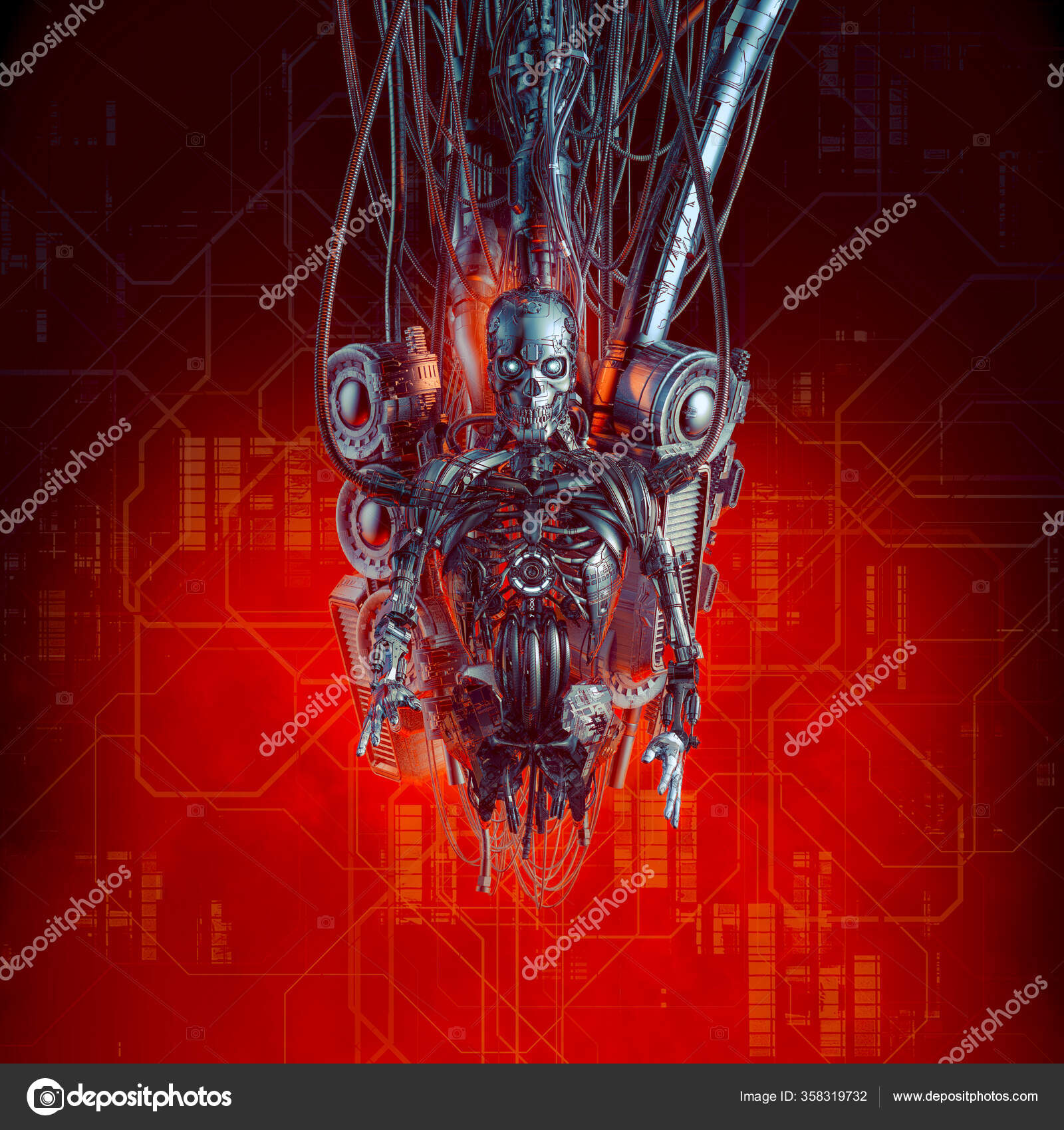 Reparación Robots Reducción Ilustración Ciencia Metálica Futurista ...