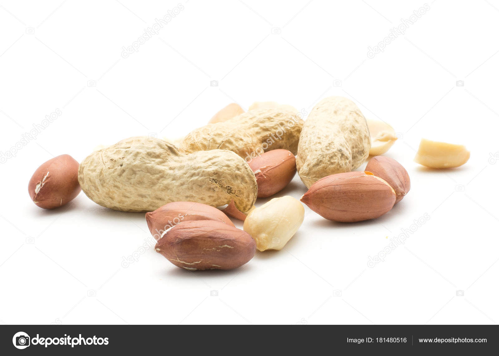 Peanuts Set Isolated White Background Shelled Husk Unshelled Halves ...