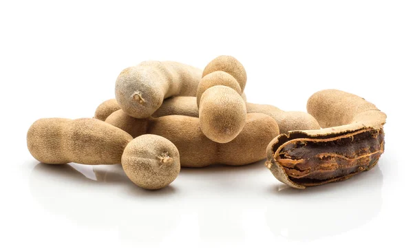 Tamarind Brittle Shell One Open Brown Jelly Flesh Isolated White Stock ...