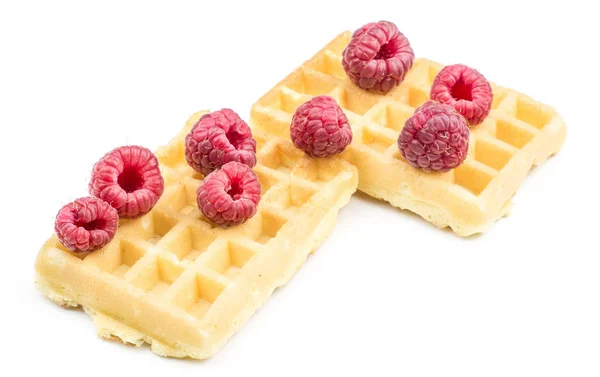 Traditional Waffle Belgian Fresh Red Raspberries Syrup Isolated White ...