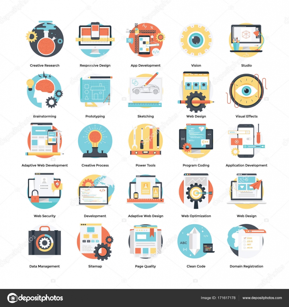 Icons Set of Software Design and Development Stock Vector Image by ...
