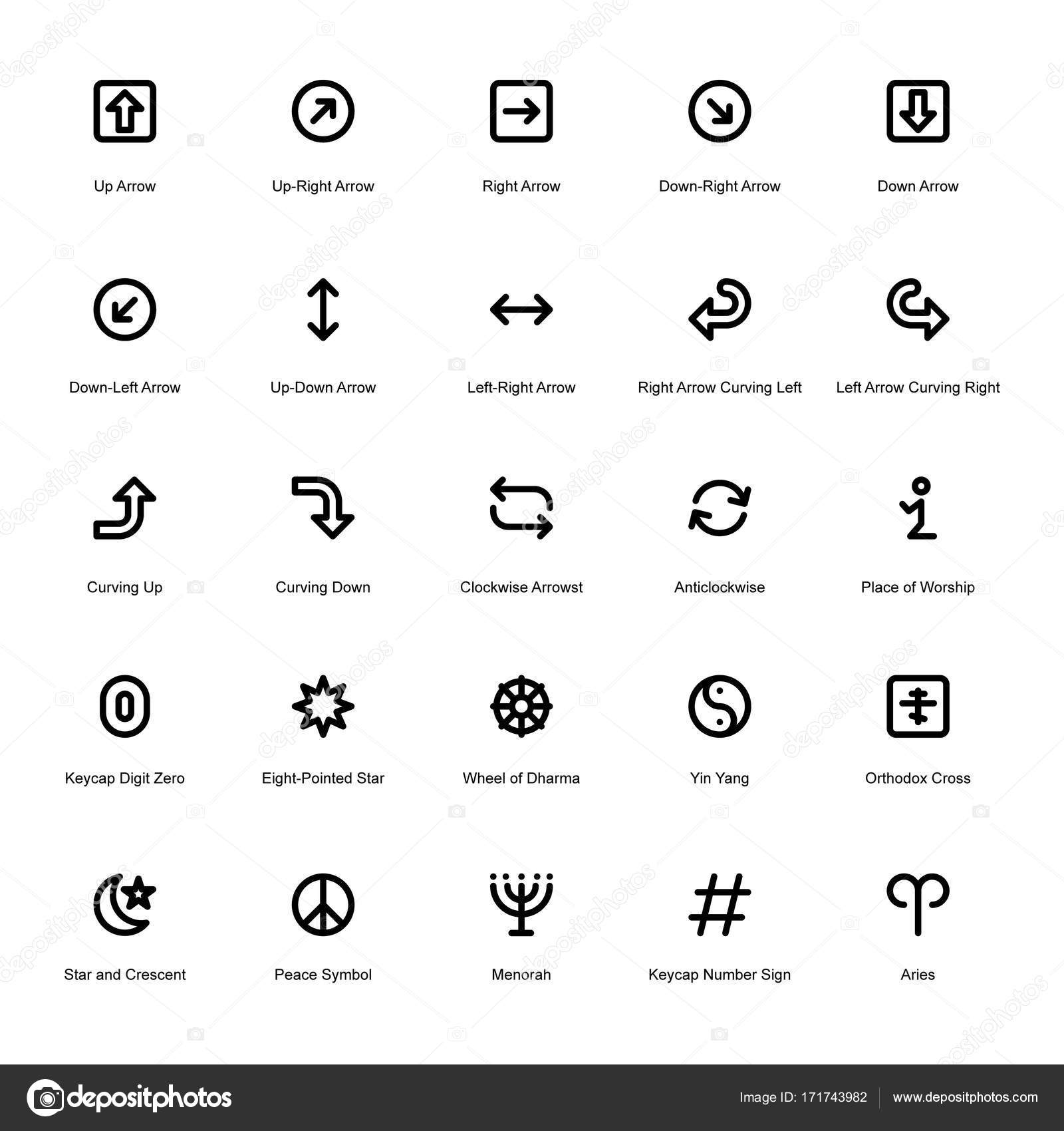 Set of Symbols Line Icons 3 Stock Vector Image by ©prosymbols #171743982