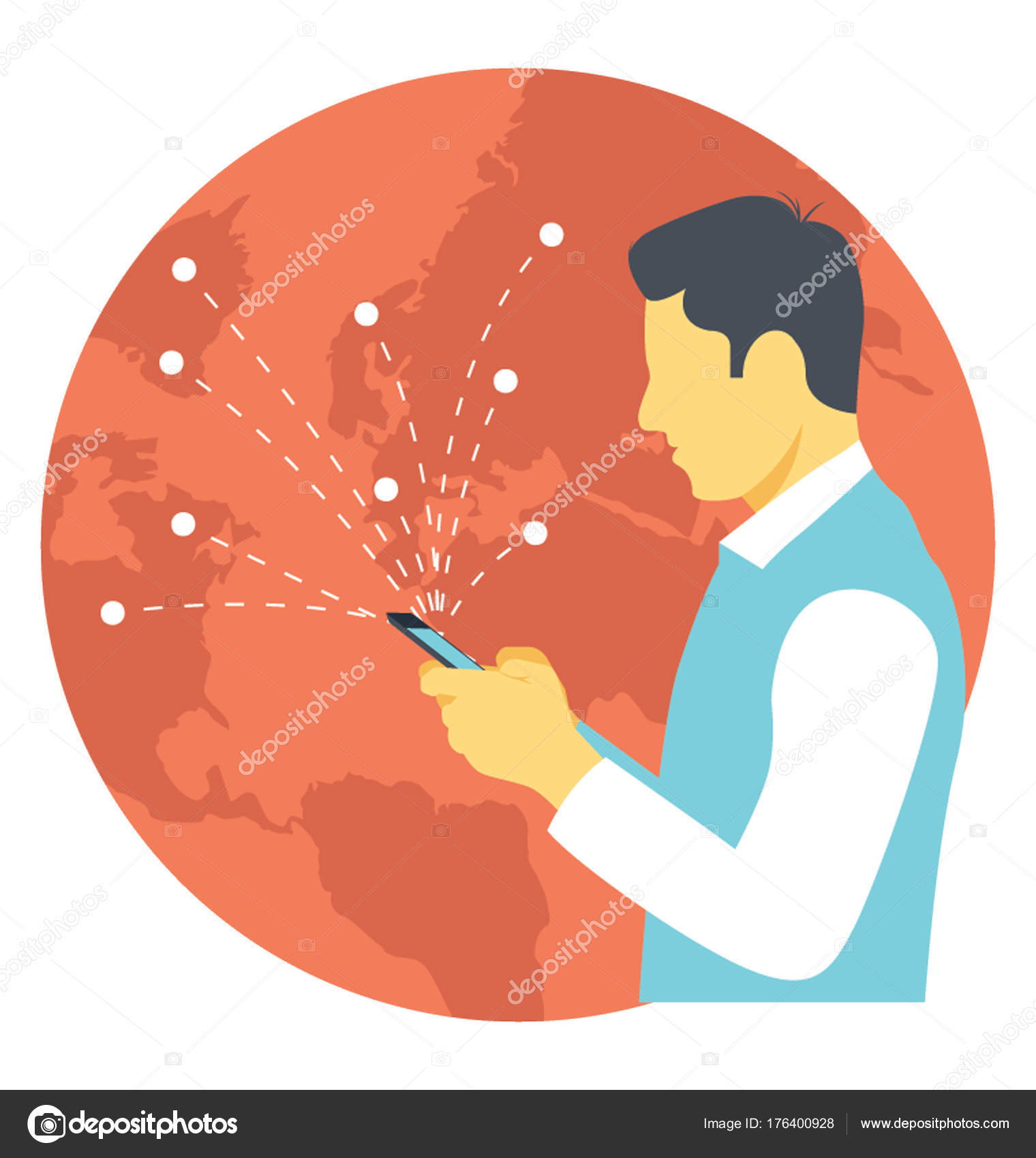 Person Holding Smartphone Connections Representing Flat Icon Style ...