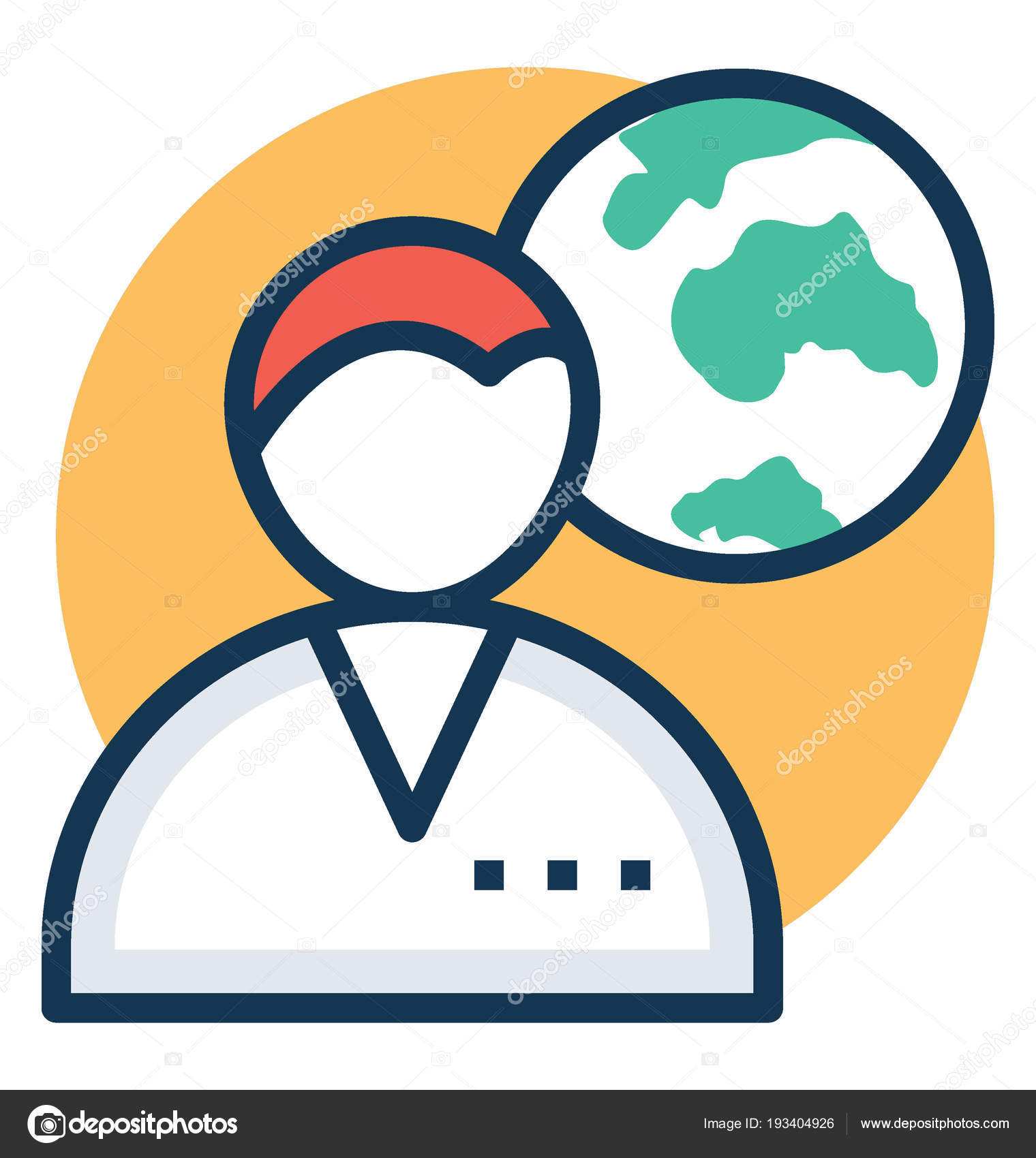 Man Avatar Globe Side Symbolising Global Person Stock Vector by ...