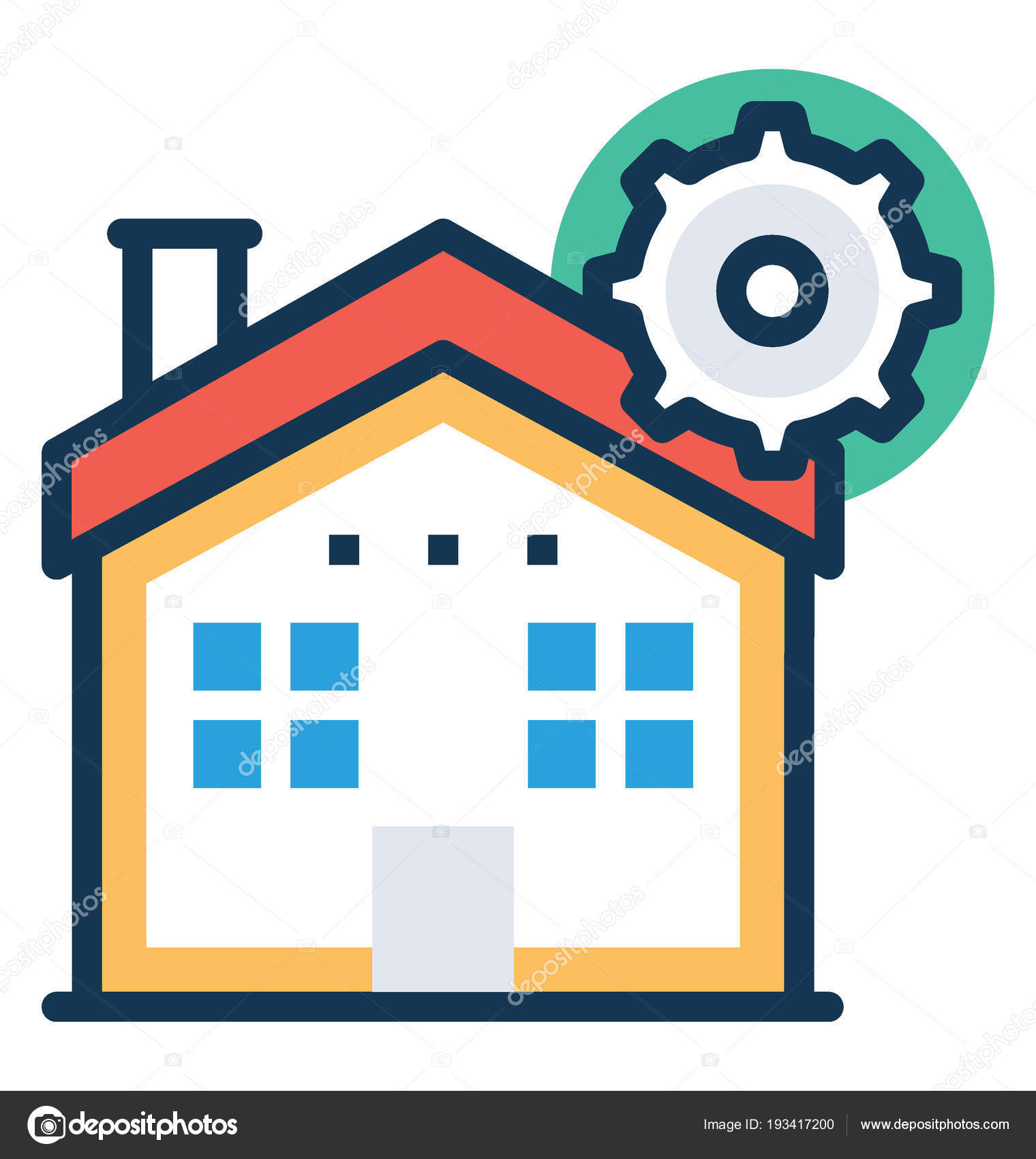 House Building Cog Showing Home Construction Concept Stock Vector Image ...