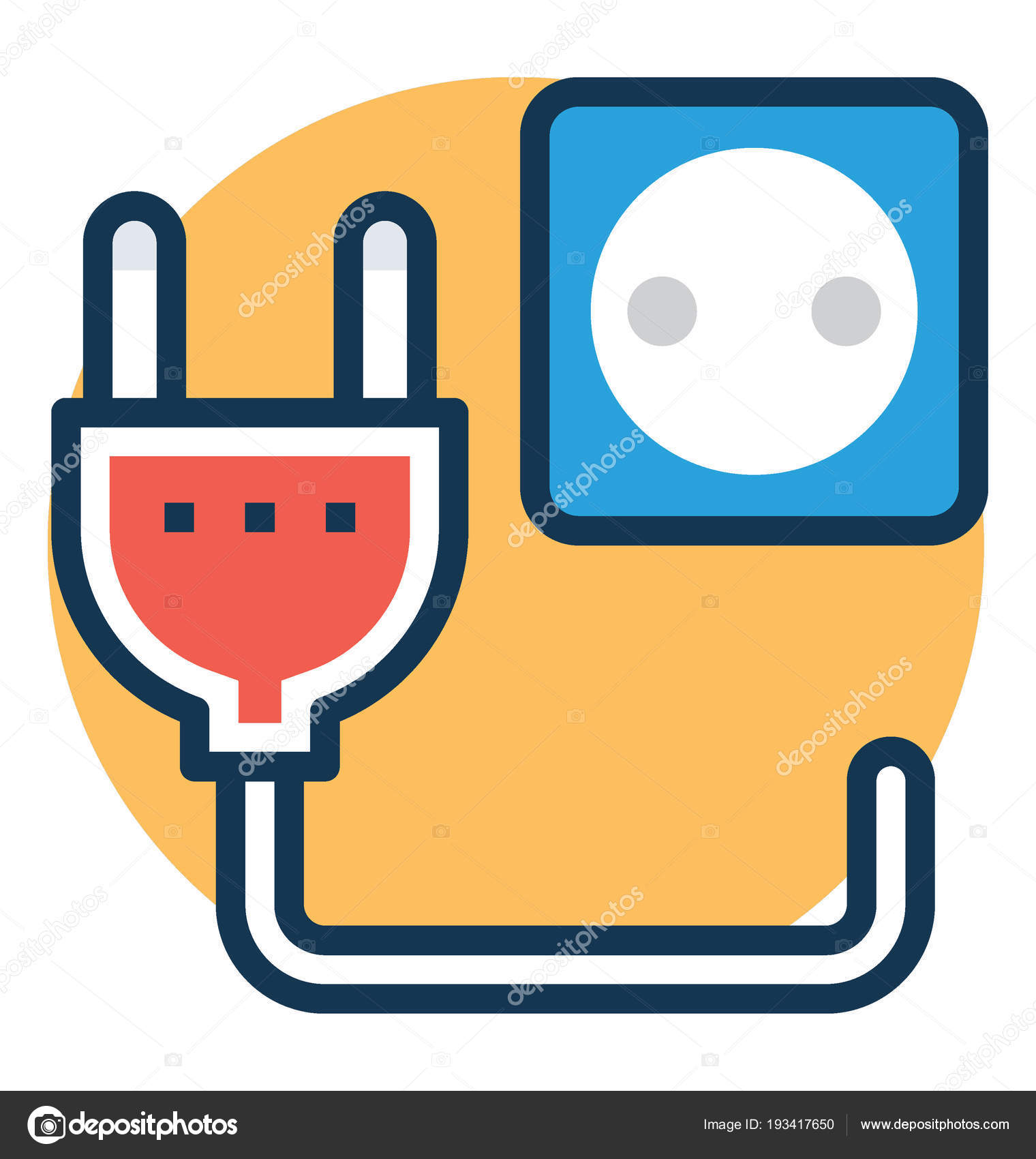 Flat Icon Design Power Plug Stock Vector Image by ©prosymbols #193417650