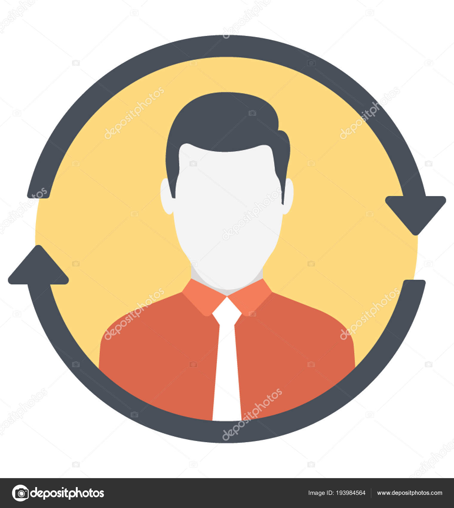 Man Circular Arrows Concept Staff Rotation Processing Stock Vector ...