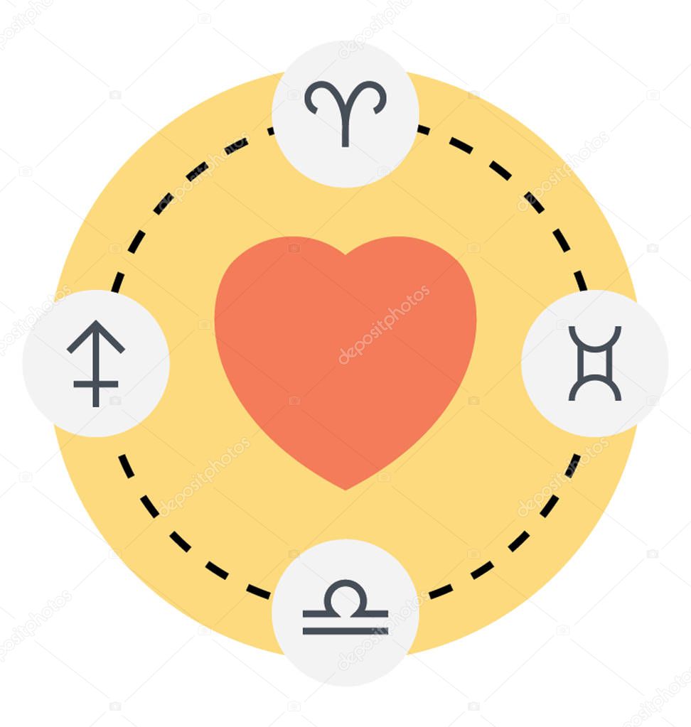 Flat Icon Heart Zodiac Signs — Stock Vector © prosymbols #194009870