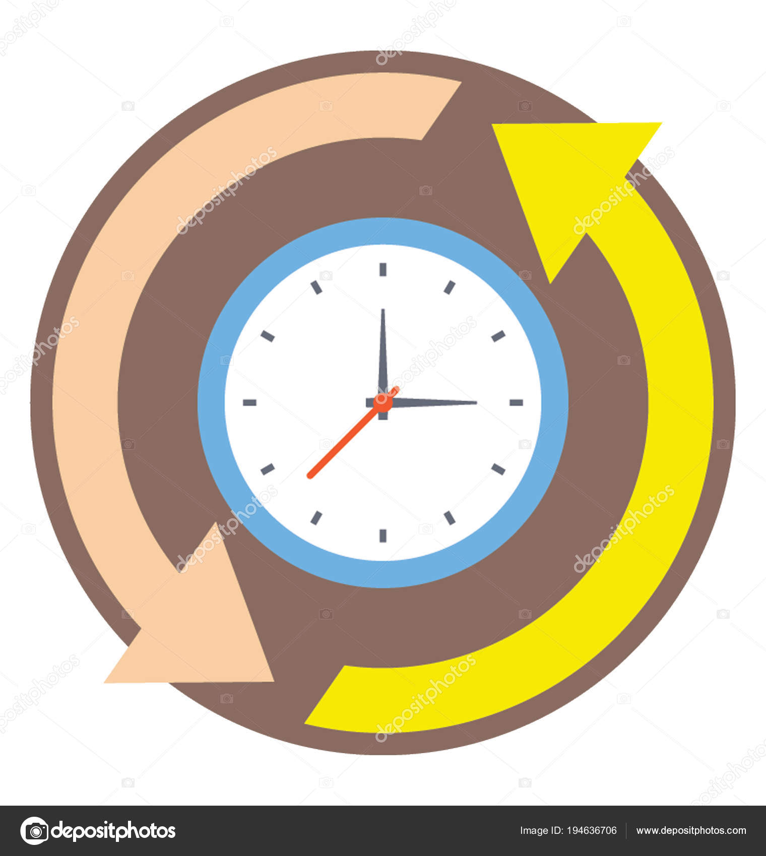 Flat Vector Icon Clock Circular Arrows Time Processing Concept Stock ...
