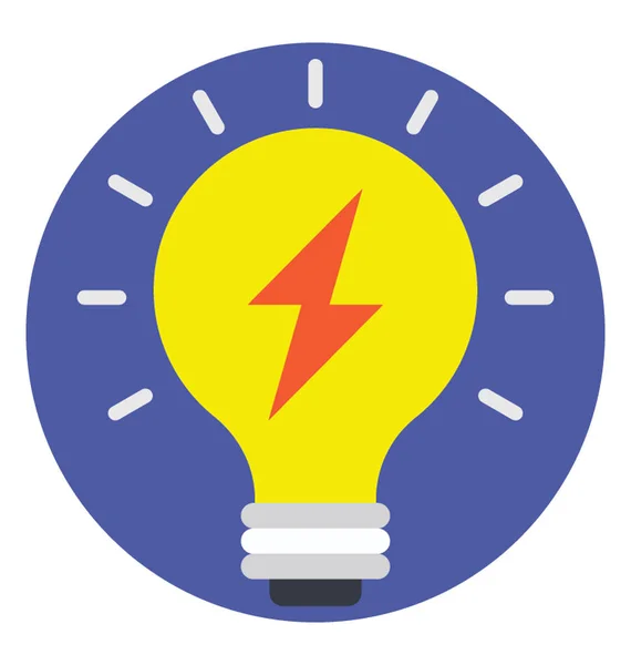 Spark in bulb. Flat icon of idea. - Stock Image - Everypixel
