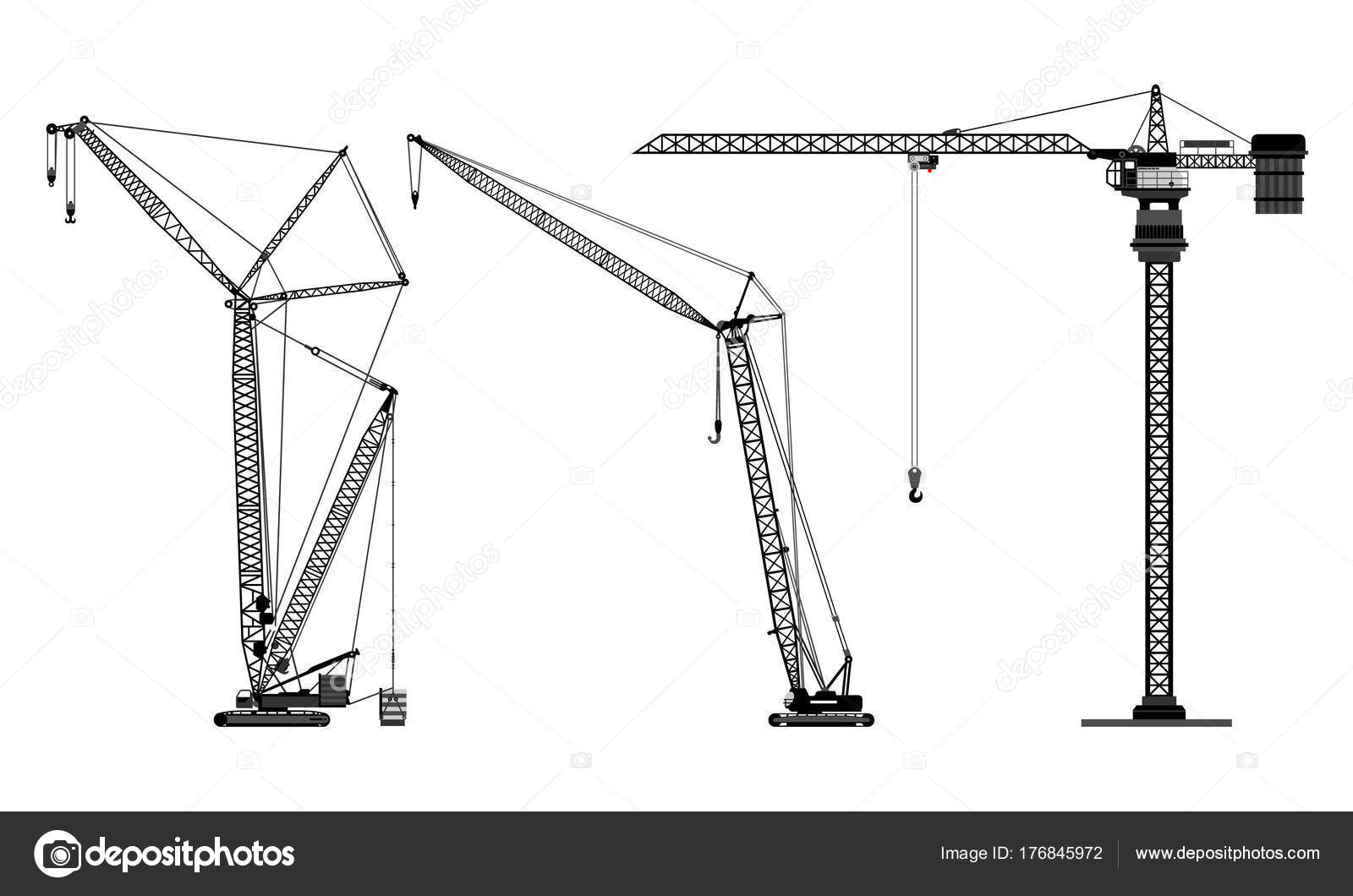 Vários Tipos Guindastes Vetoriais Para Desenvolvimento Vetor de ...