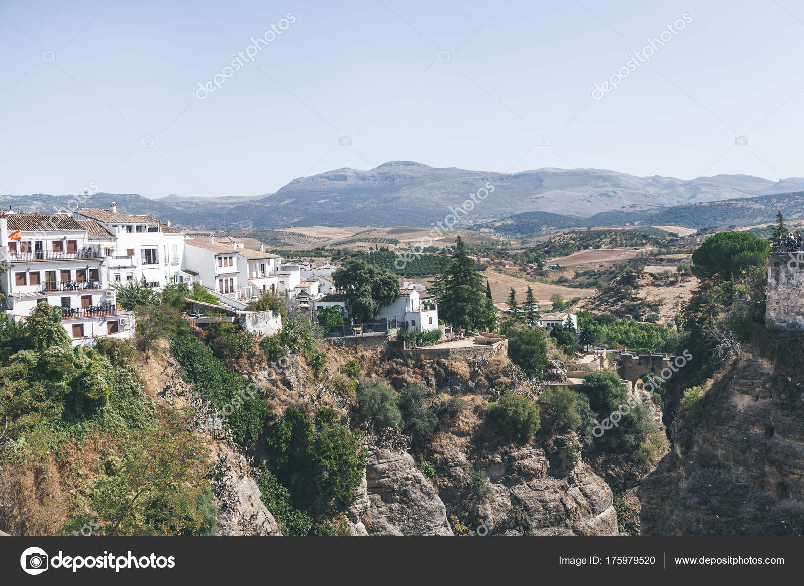 Scenic View Spanish Landscape Hills Mountains Buildings Stock Photo by ...
