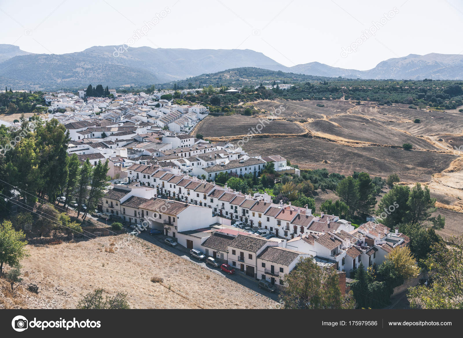 Scenic View Spanish Landscape Hills Buildings — Stock Photo ...