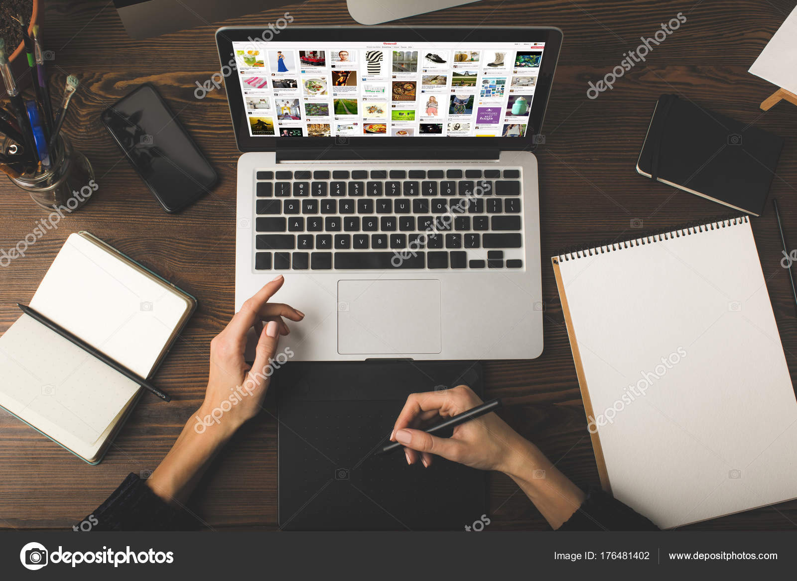 Cropped Shot Designer Using Graphics Tablet Laptop Pinterest Website ...