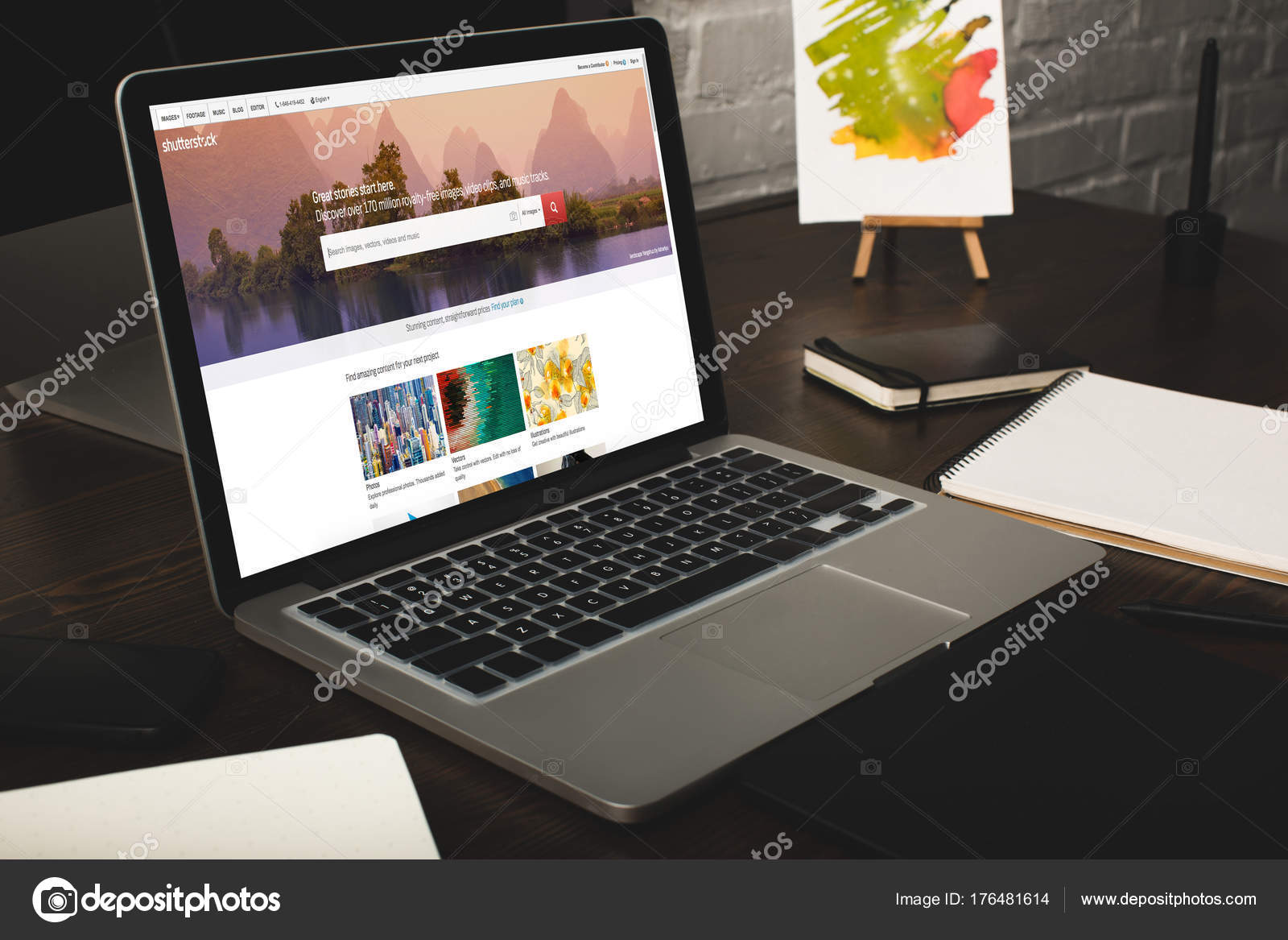 Close View Designer Workplace Notebooks Laptop Shutterstock Website ...