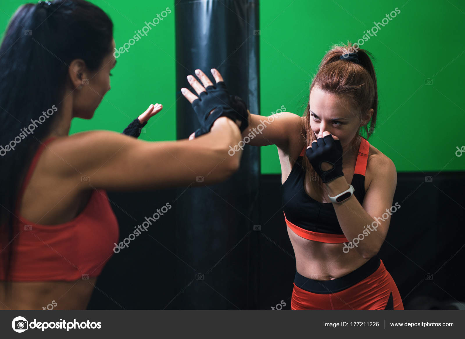 MMA woman fighter tough chick boxer punch pose pretty exercise training ...