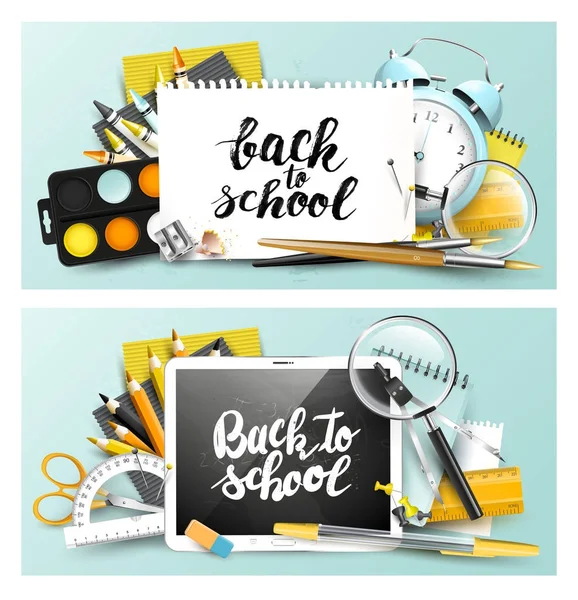 Modern Design School Headers Banners School Accessories Stock Vector ...