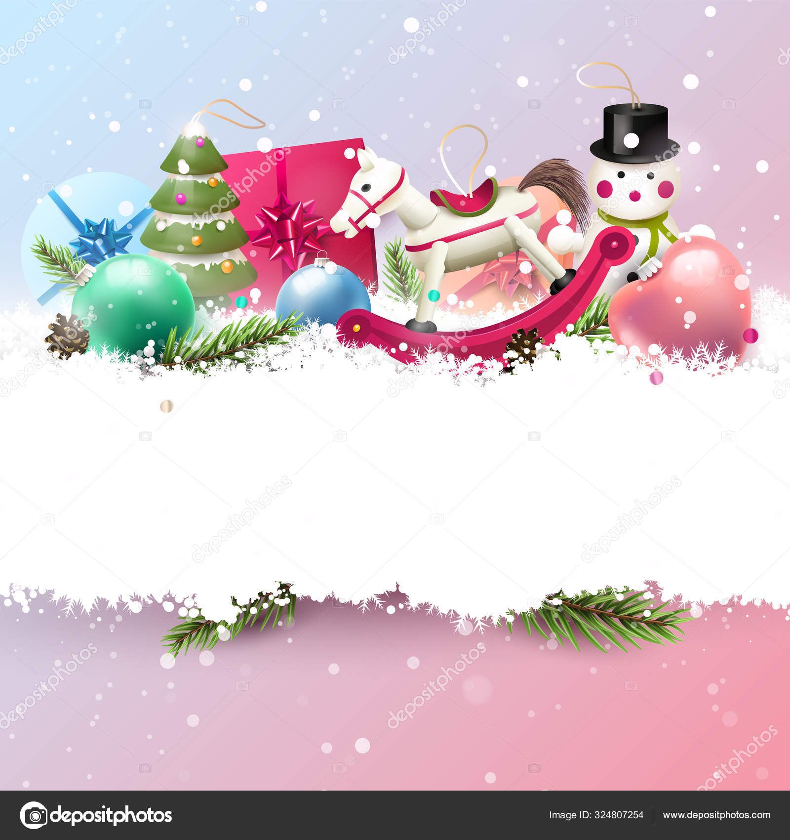 Wooden toys in the snow. Stock Vector by ©kaktus2536 324807254