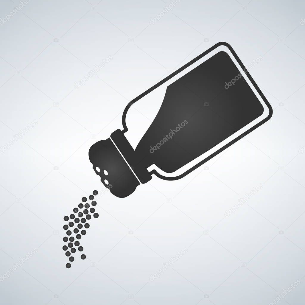 Icono de salero en estilo plano aislado sobre fondo blanco. Ingrediente ...