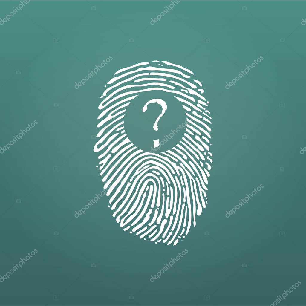 Fingerprint and question mark identification concept. Vector ...