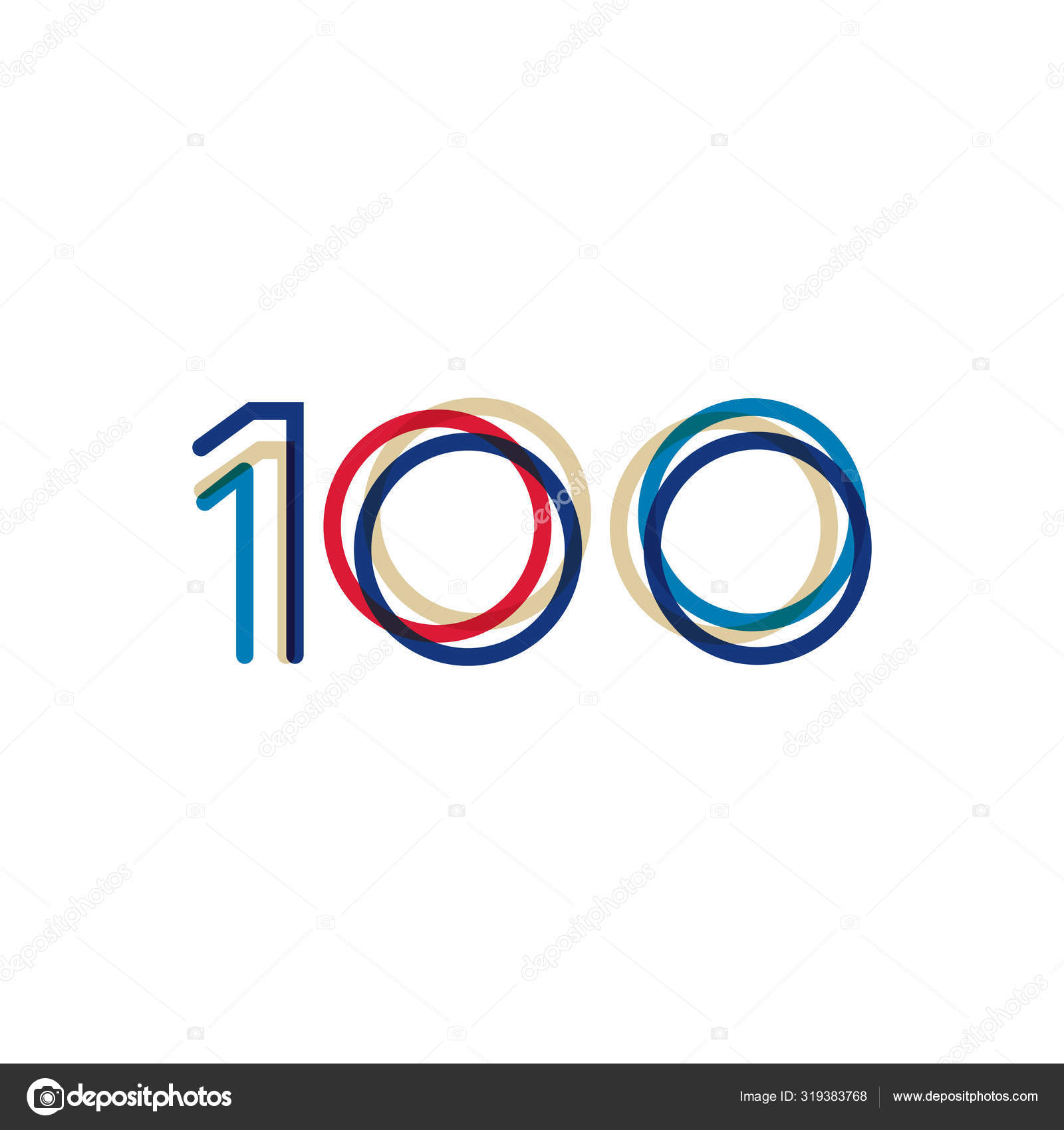 100 años de diseño aniversario con líneas simples. Ilustración ...