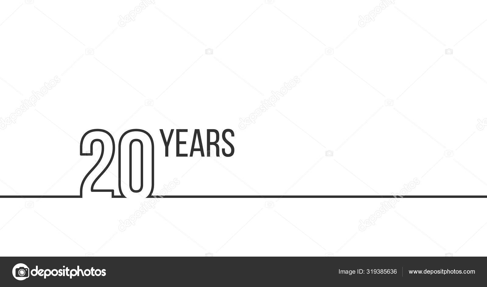 20 years anniversary or birthday. Linear outline graphics. Can be used ...