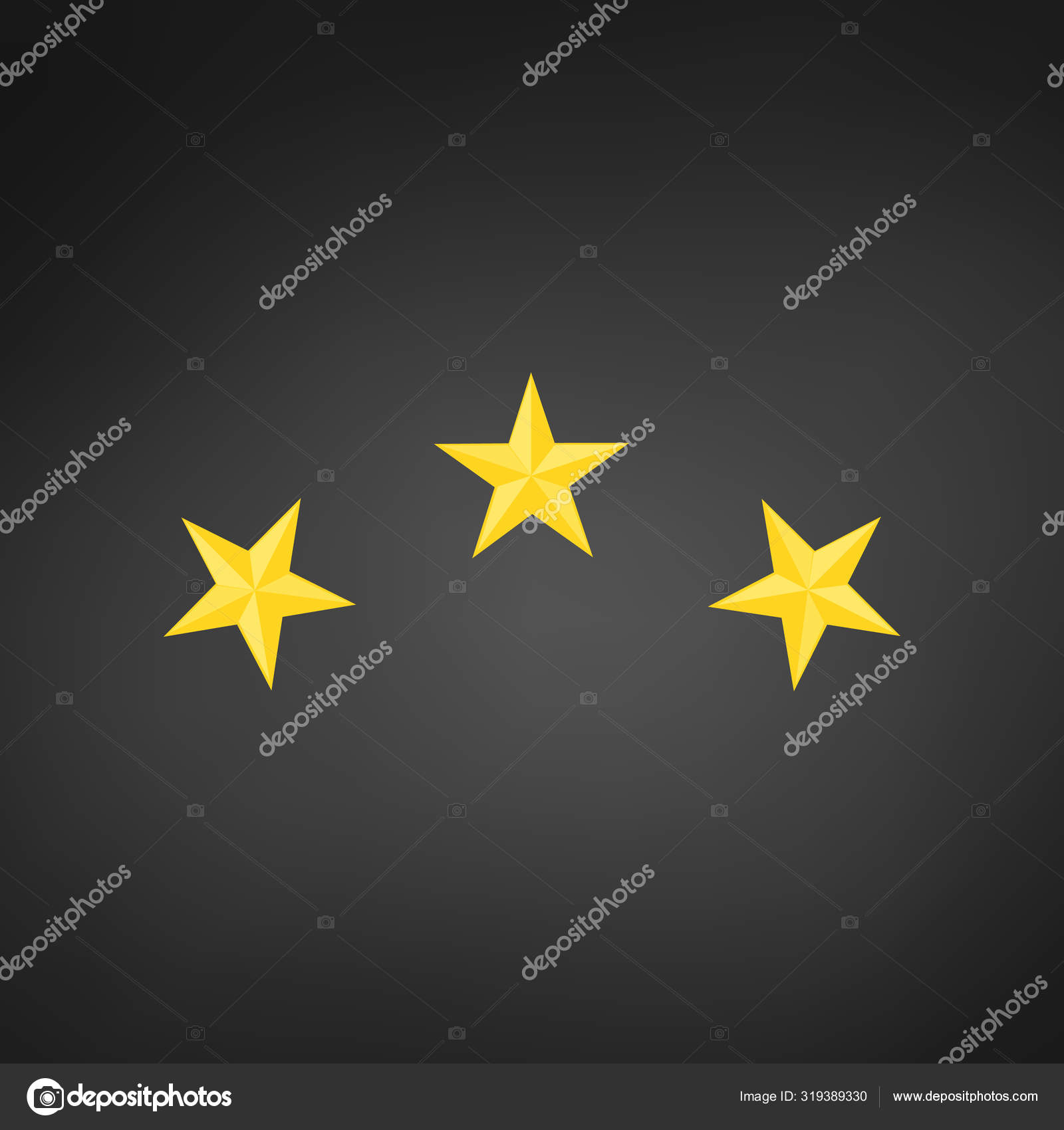 Three golden achivement stars. vector illustration isolated on black ...
