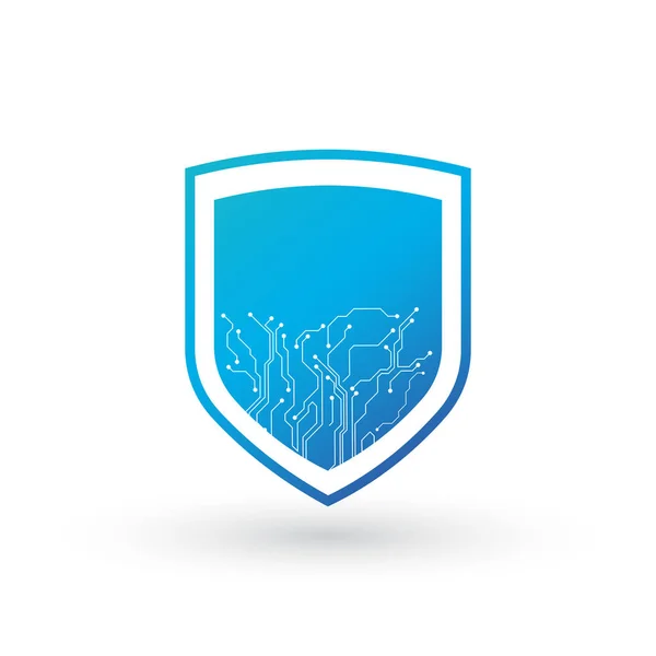 Cyber security shield icon or logo. binary digital circles and lock ...