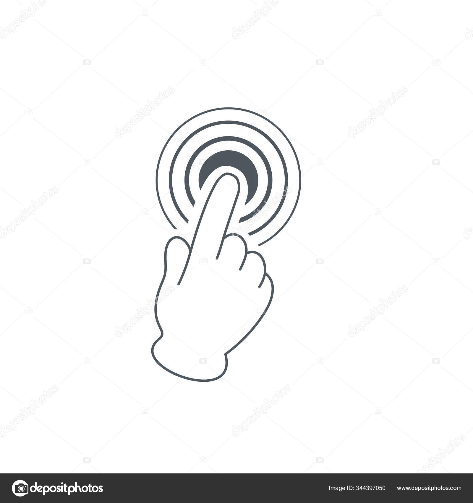 Cursor tap hand gesture, click icon with circles. Stock Vector ...