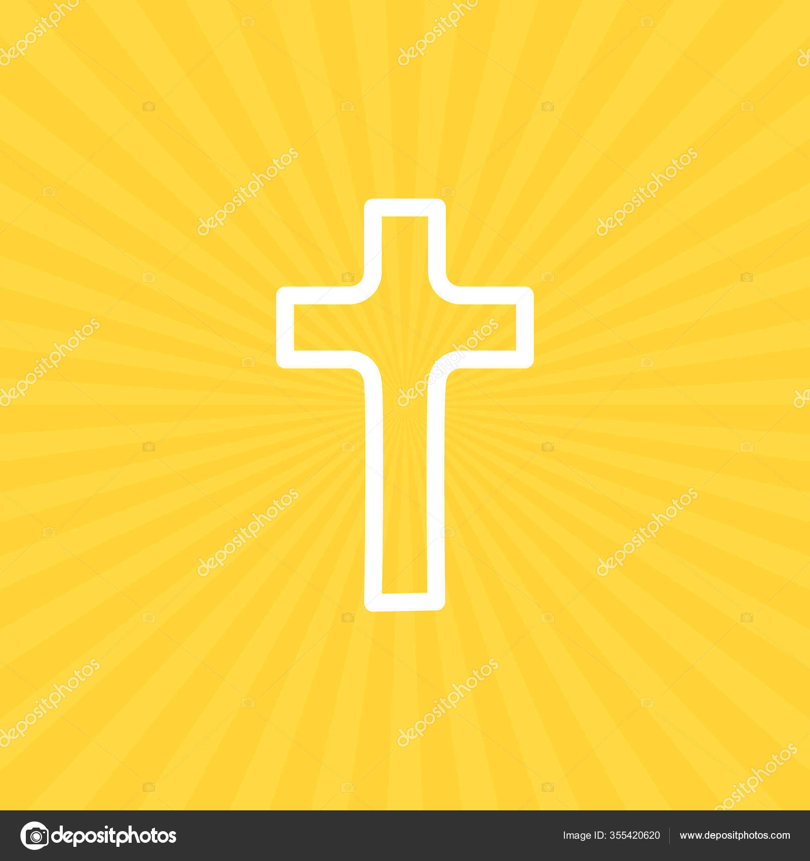 Icono Cruz Cristiana Diseño Plano Fondo Soleado Ilustración Vectorial