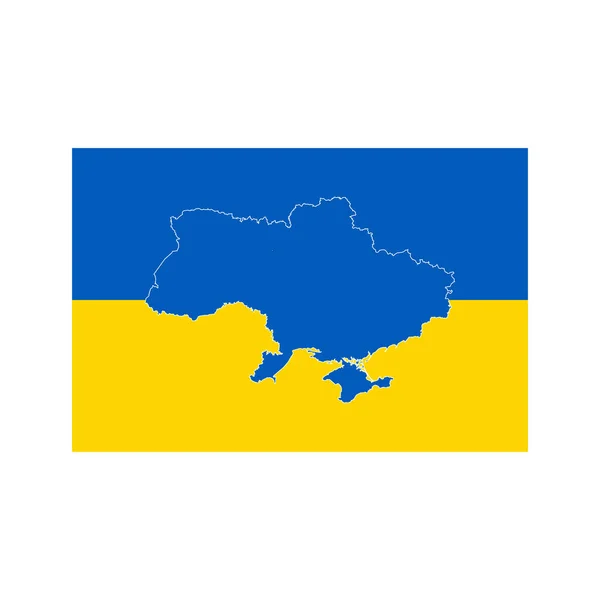 Ukrainian Flag Map Outline Isolated White Background Blue Yellow Color ...