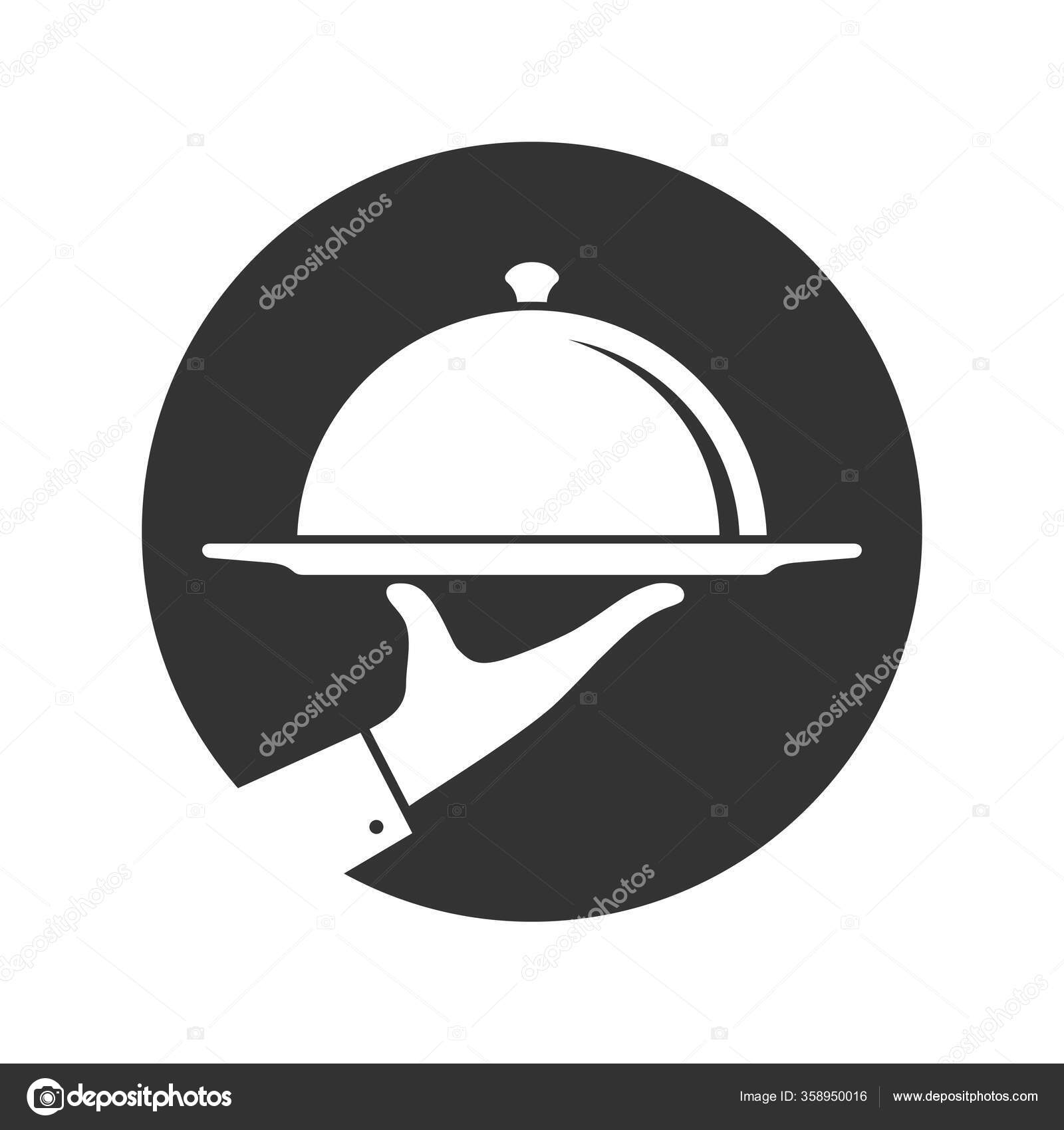 Serving Food Icon Sign Hand Waiter Serving Tray Waiter Serving Stock ...