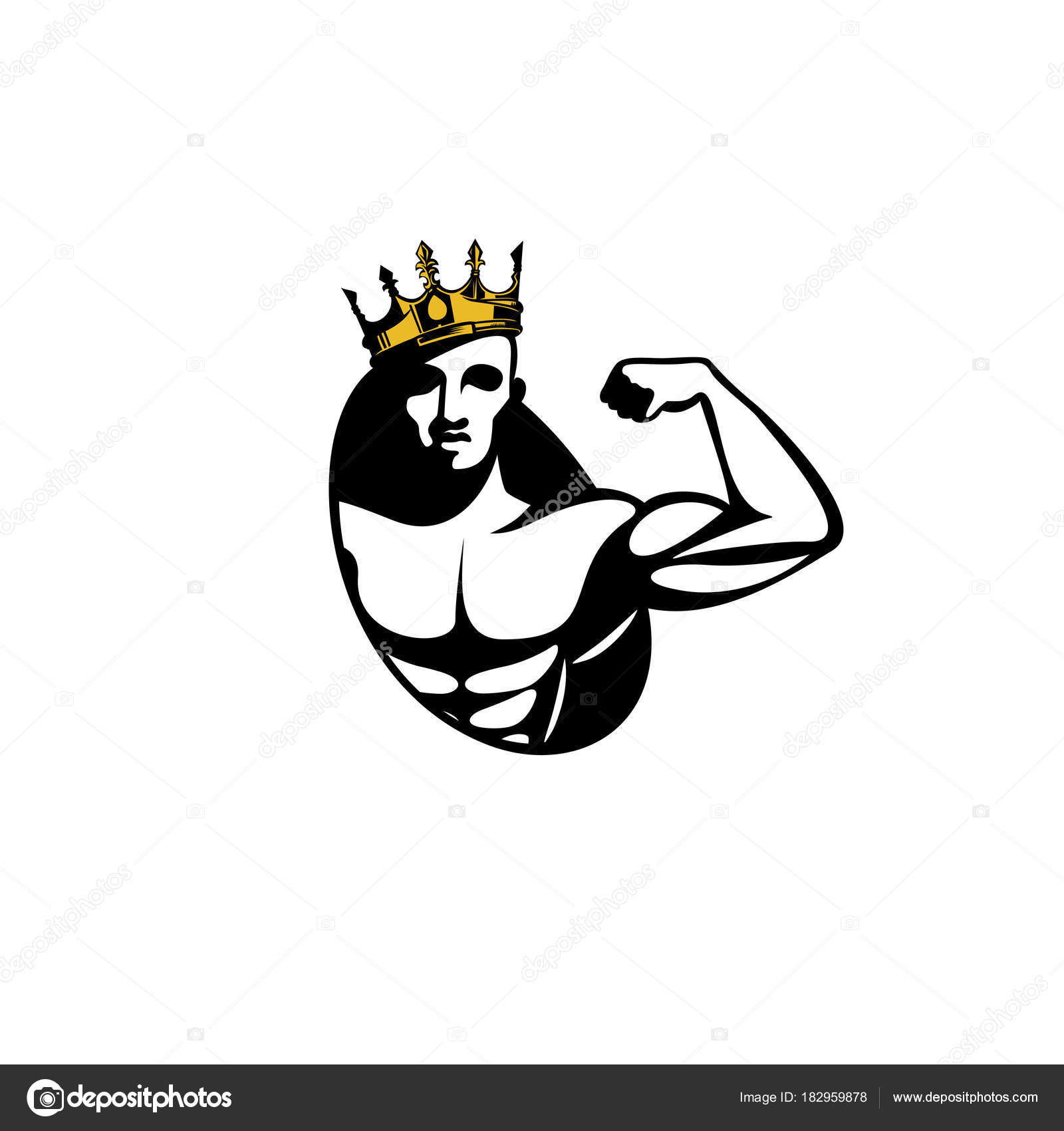 Minimal logo of half body muscle with crown vector illustration. Stock ...