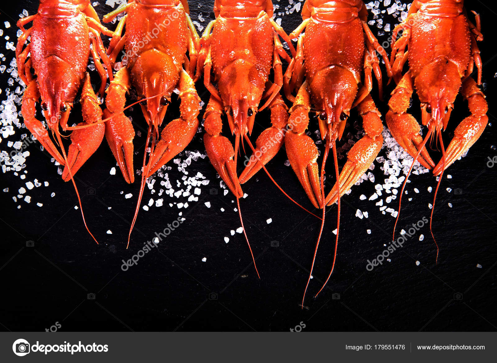 Top View Red Boiled Crayfish Spices Stone Slate — Stock Photo ...