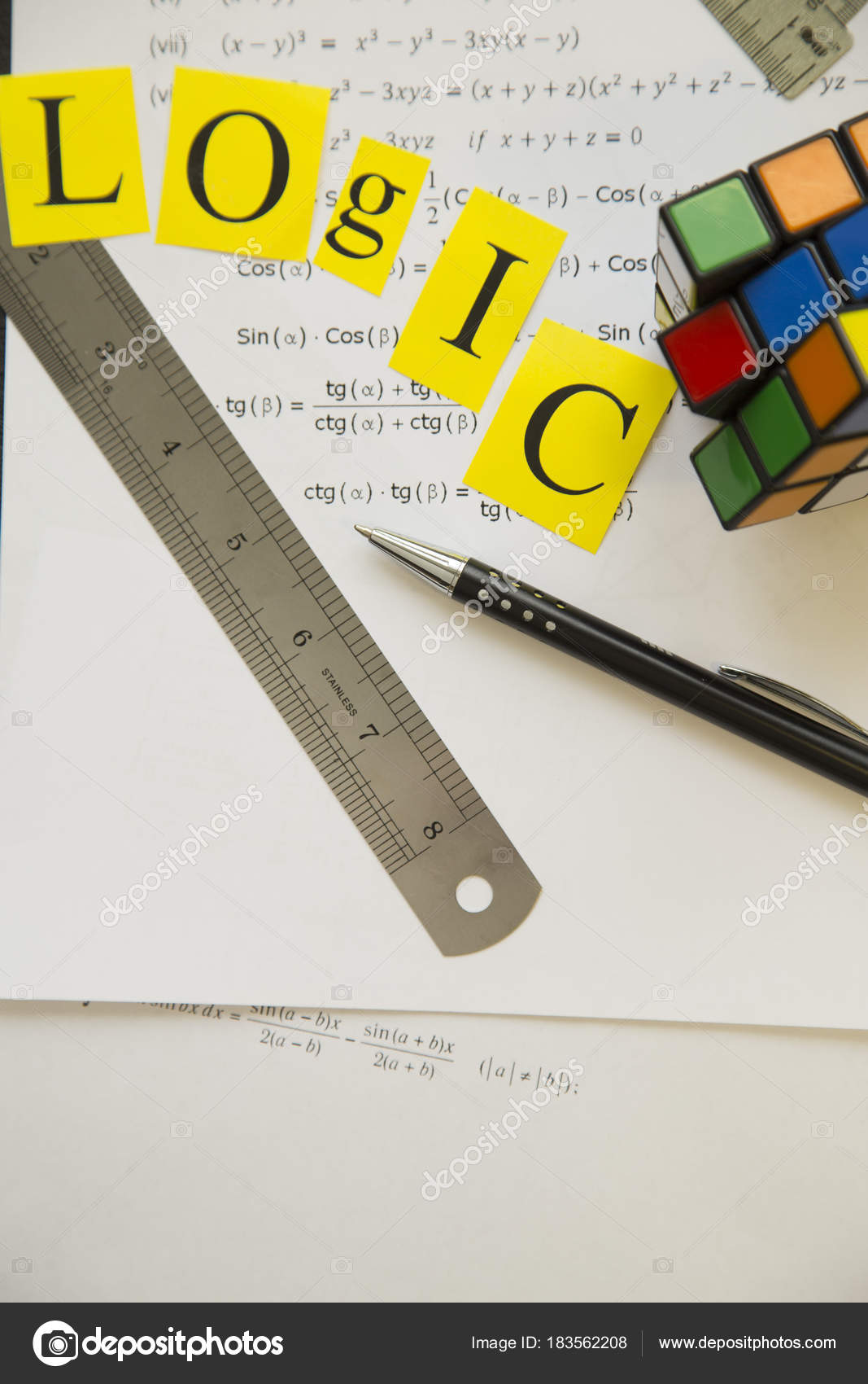 Math concept on a balck stone background — Stock Editorial Photo ...
