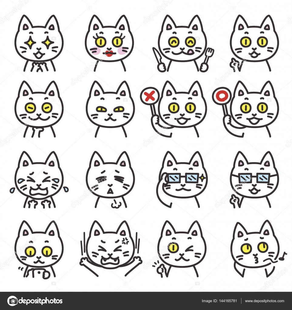 Cat expressions 02 Stock Vector Image by ©niow #144165781