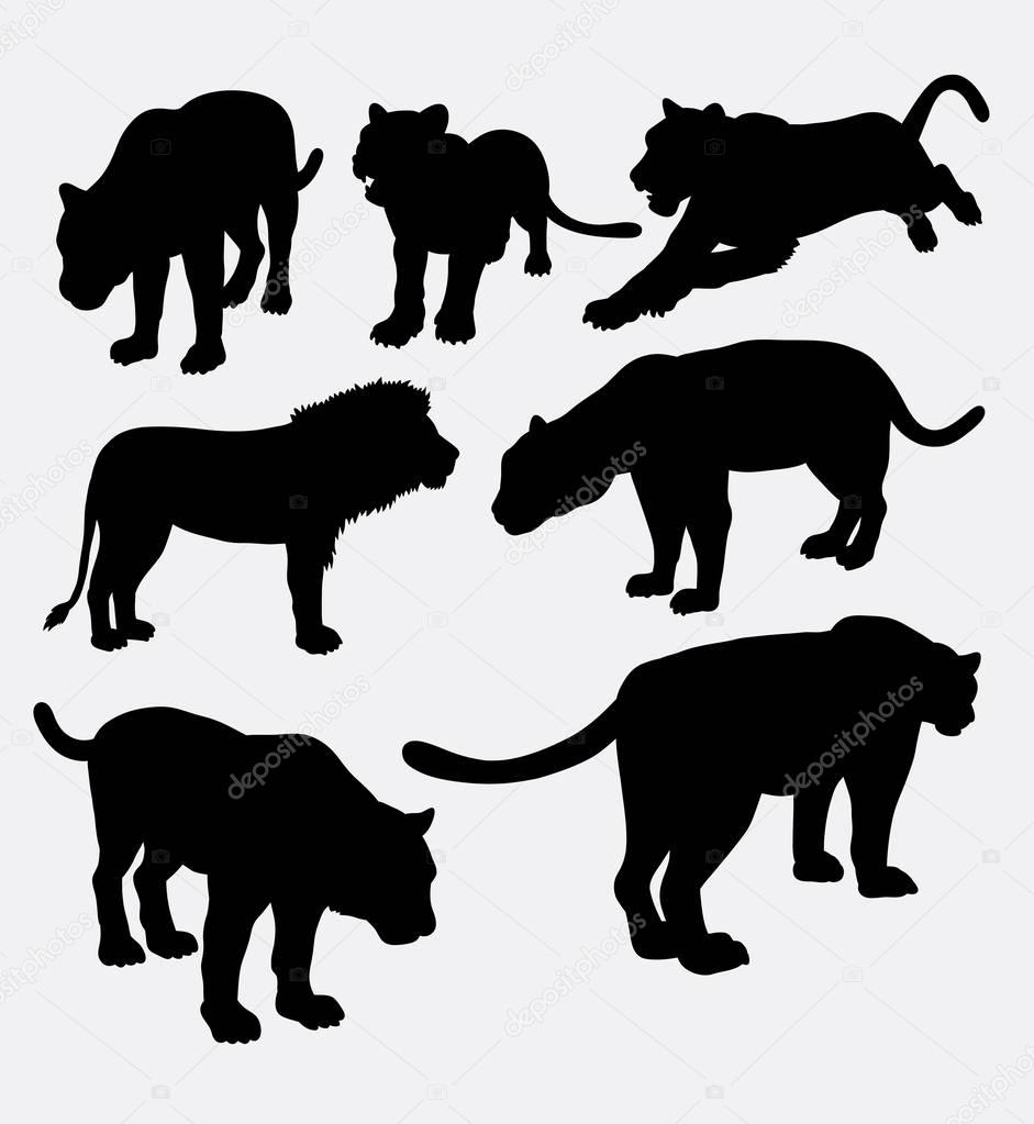 Lion, panther, and puma silhouette — Stock Vector © Cundrawan703 #129509198