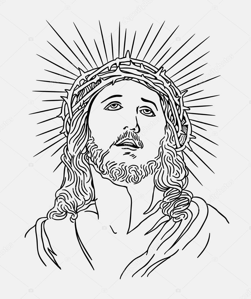 Jesus christ religion illustration sketch style — Stock Vector ...