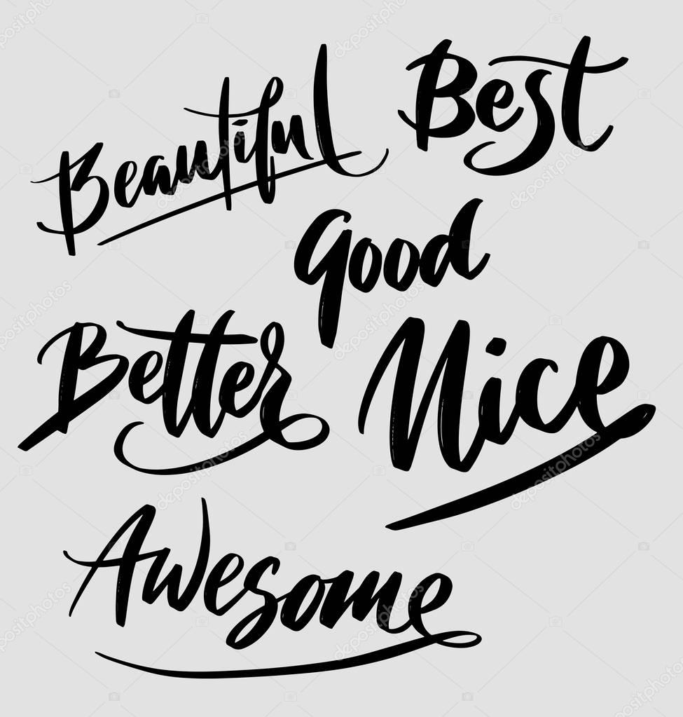 Hermosa y bonita tipografía escrita a mano. Listo para usarlo. Buen uso ...