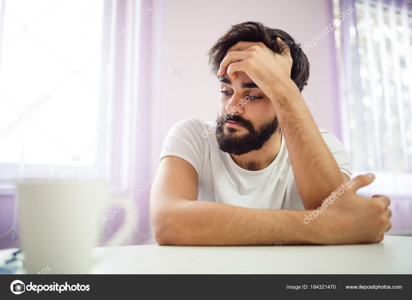 Close Young Depressed Sad Man Medical Problems Handsome Man Talking ...