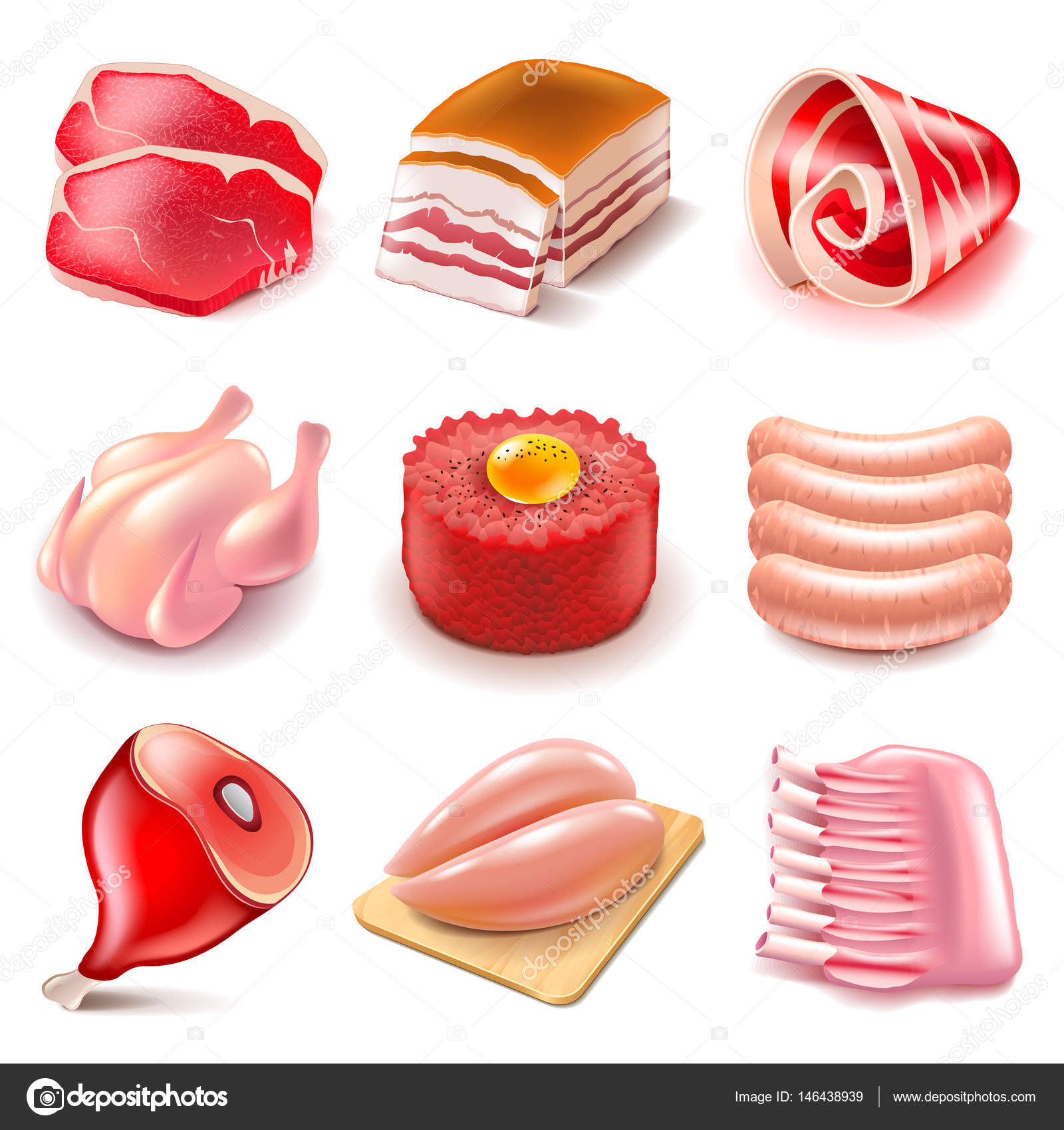 Raw meat icons vector set Stock Vector Image by ©andegraund548 #146438939