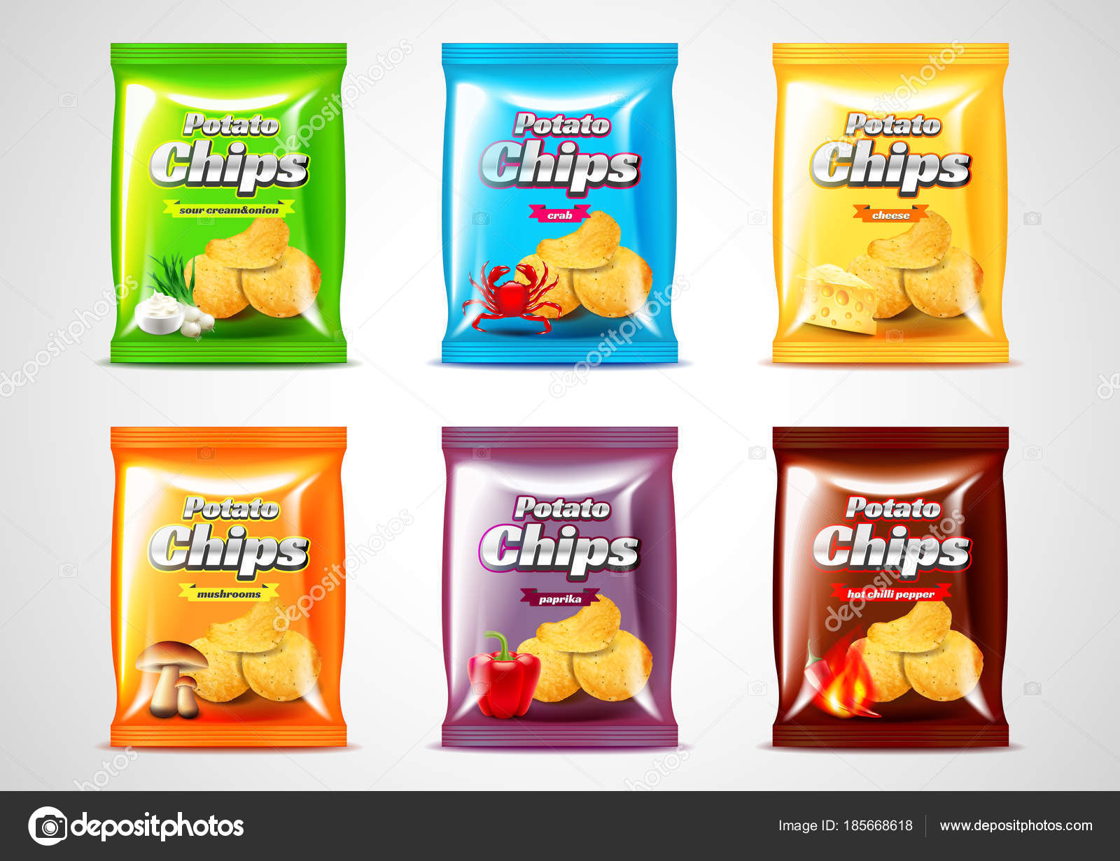 Chips package design, photo realistic vector set Stock Vector by ...