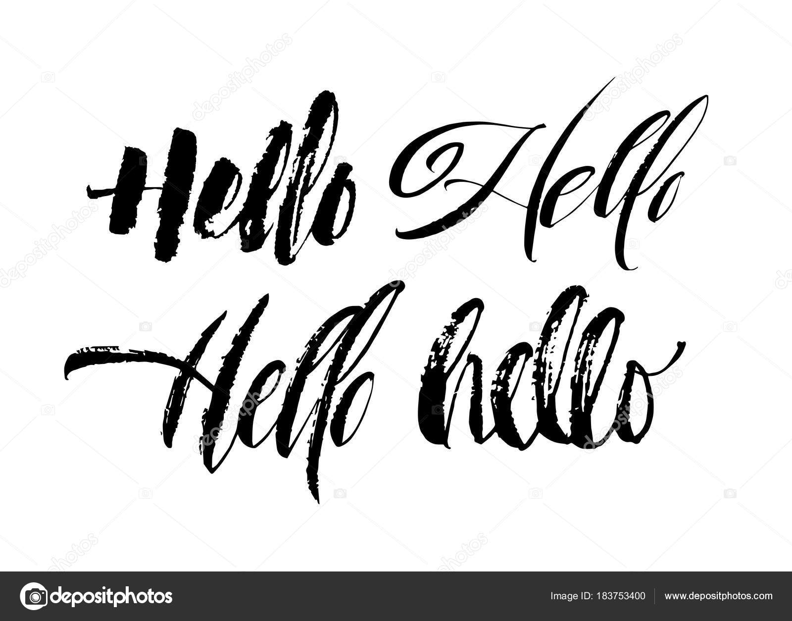 Set of hello lettering. Hand drawn calligraphy hello. Modern style ...