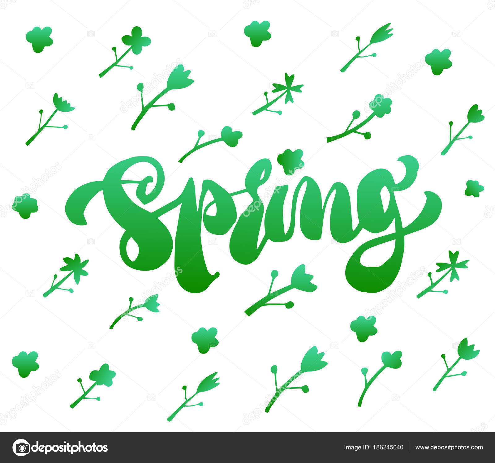 Hello welcome spring lettering. Brush pen hand drawn calligraphy Stock ...