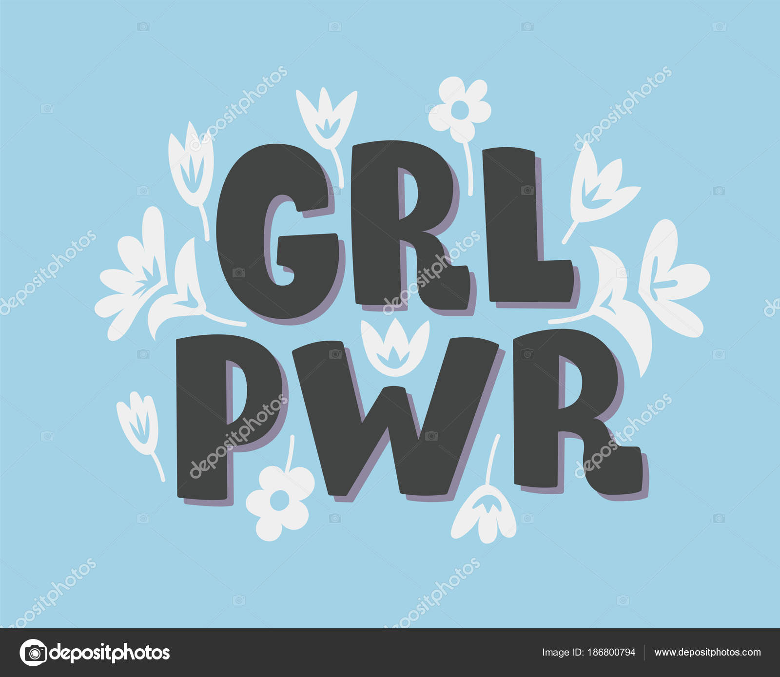 GRL PWR Girl power - hand drawn lettering phrase about feminism. Stock Vector Image by ...