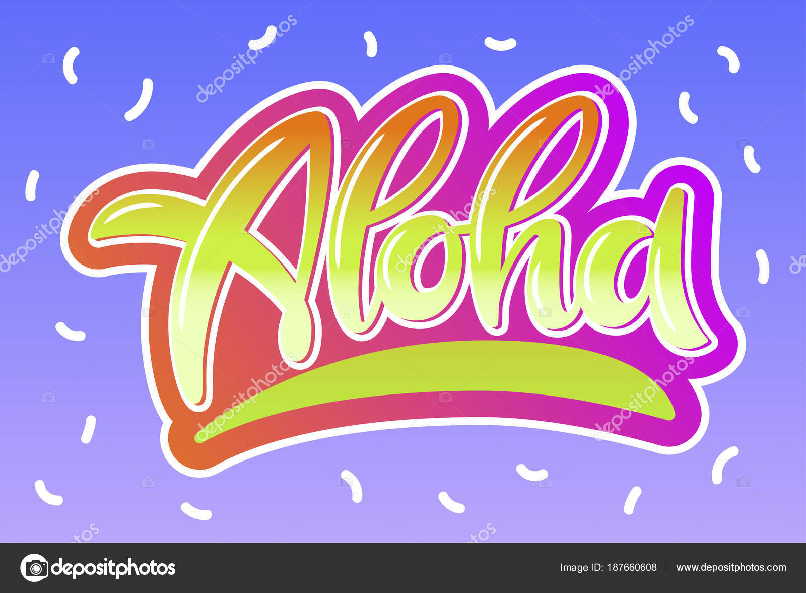 Aloha lettering. Hand drawn calligraphy brush pen text. Unique a Stock ...