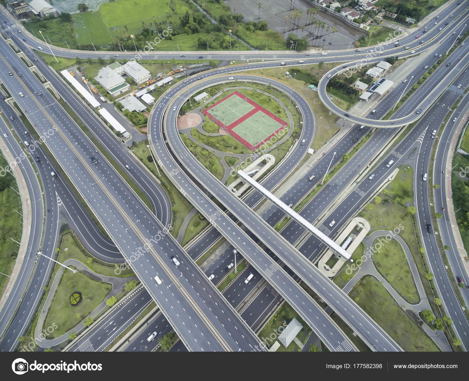 Roundabout road on the intersection with U-turn, Ratchaphruek, t Stock ...